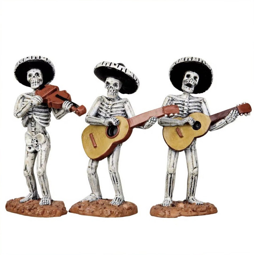 Lemax SKELETON MARIACHI BAND Set of 3 # 12884 Halloween Spooky Town ...
