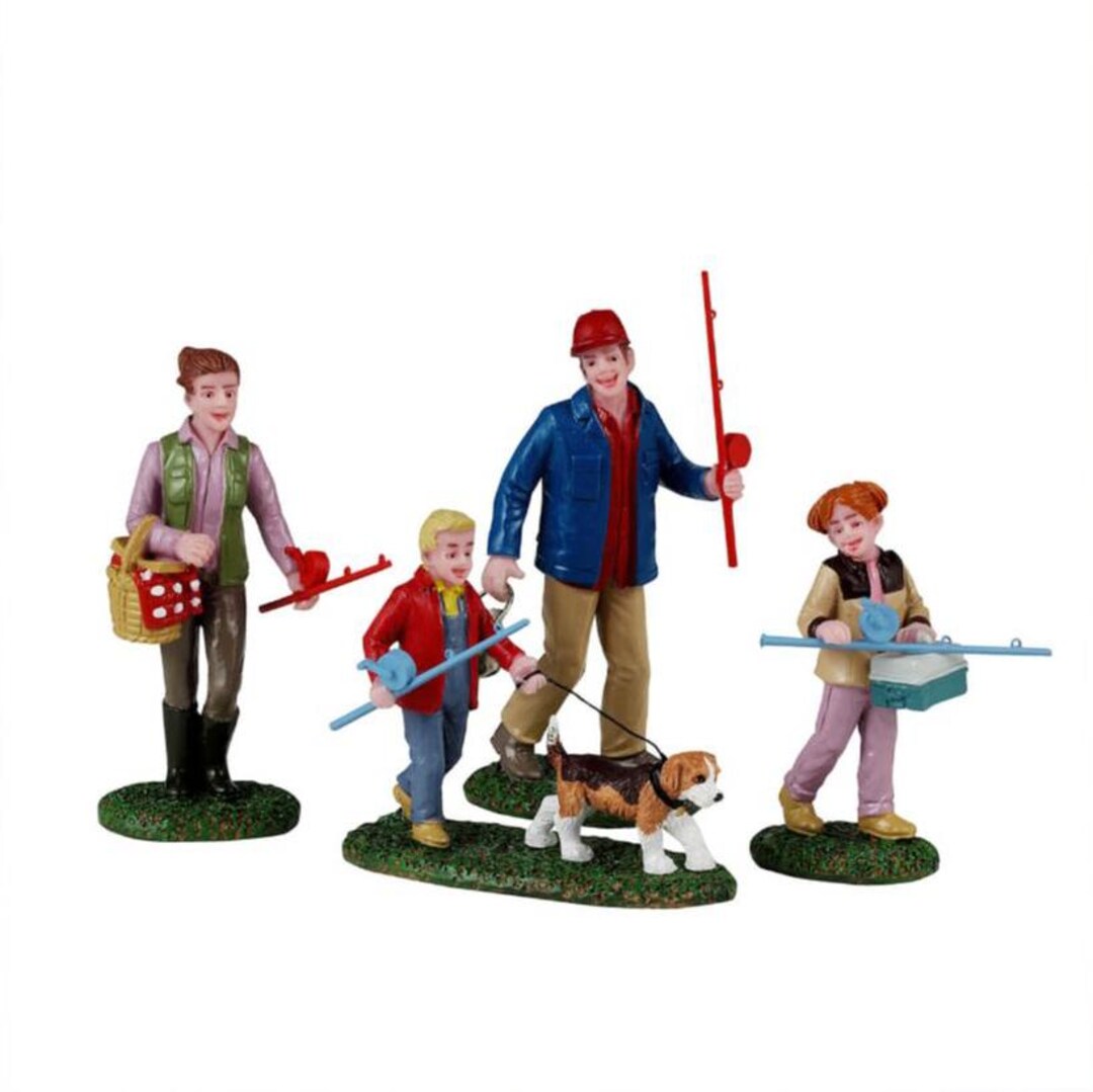 Lemax FAMILY FISHING DAY Set of 4 # 42327 Vail Christmas Village ...