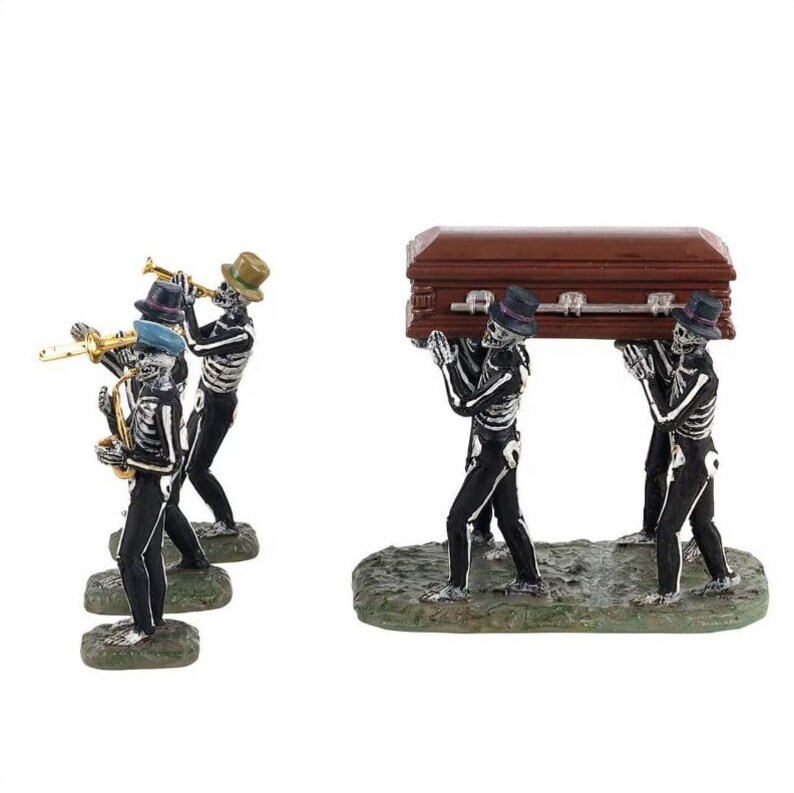 Lemax JAZZ FUNERAL Set of 4 # 13554 Halloween Spooky Town Village 2021 ...