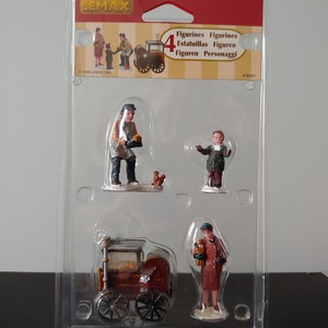 Lemax ROASTED CHESTNUT STAND Set of 4 #92331 Christmas Village Figurine ...