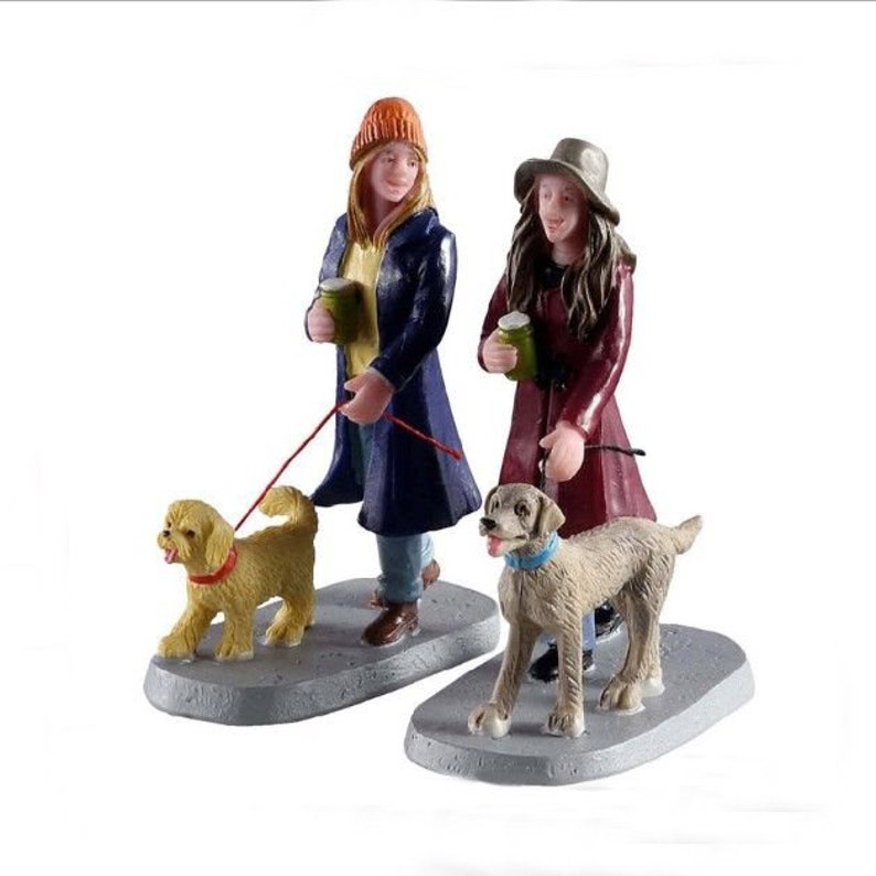 Lemax MULTI-TASKING Set of 2 02924 Women Walking Dogs | Etsy