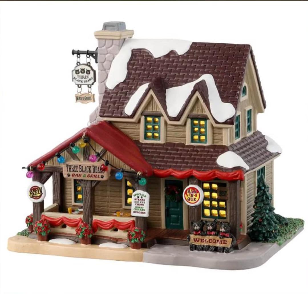 Lemax THREE BLACK BEARS Bar & Grill # 35078 Christmas Vail Village ...