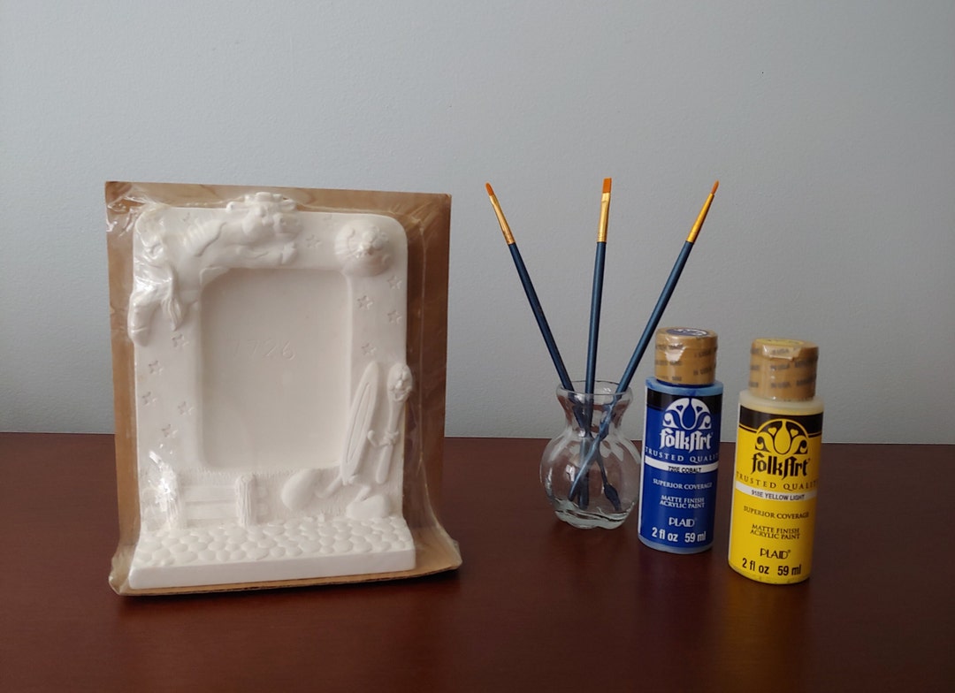 Wee Crafts COW & MOON Photo Frame # 95726 Ready to Paint Ceramic ...