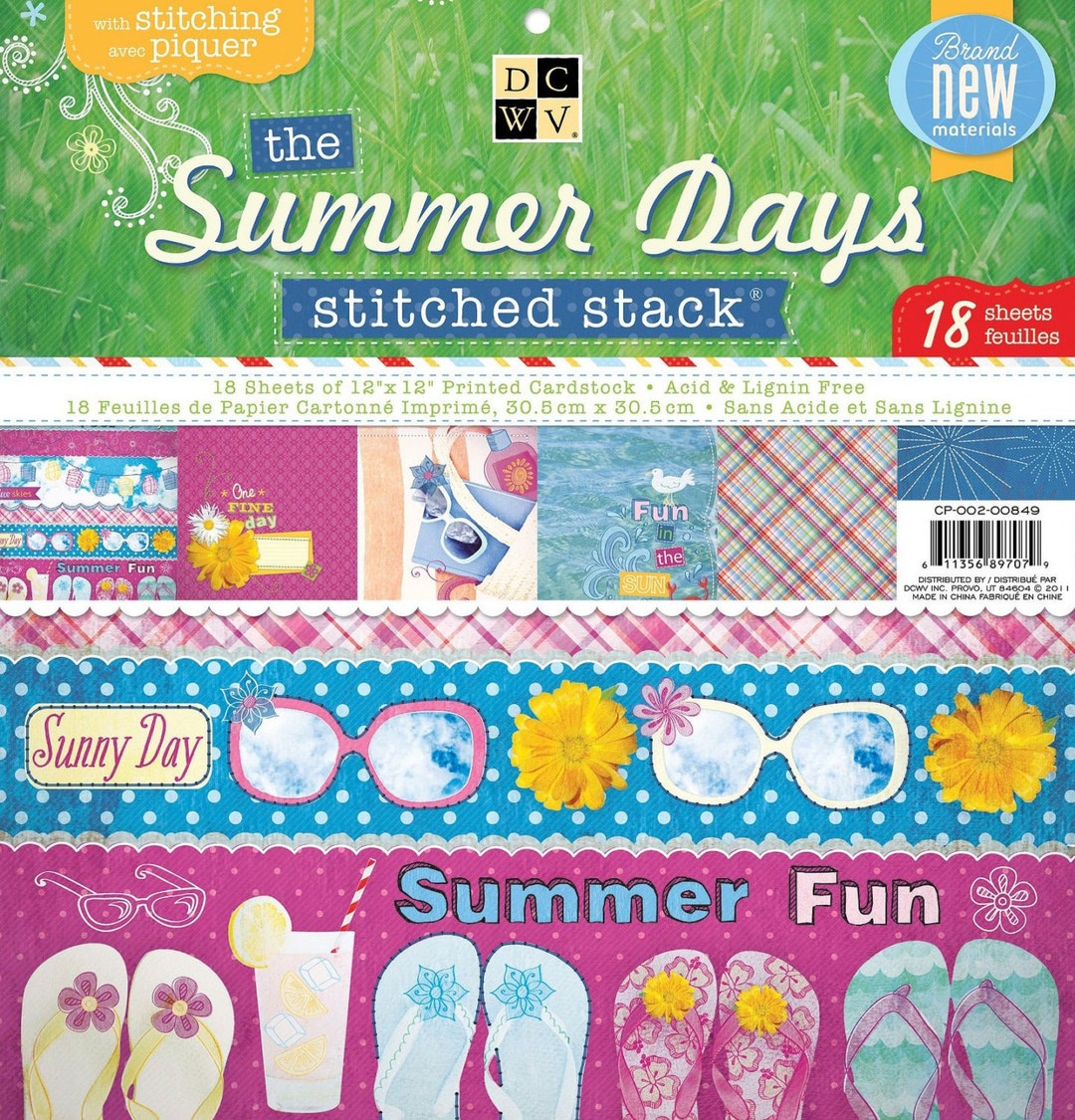 DCWV the Summer Days Stitched Stack 18 Sheets of 12 X 12 Scrapbook ...