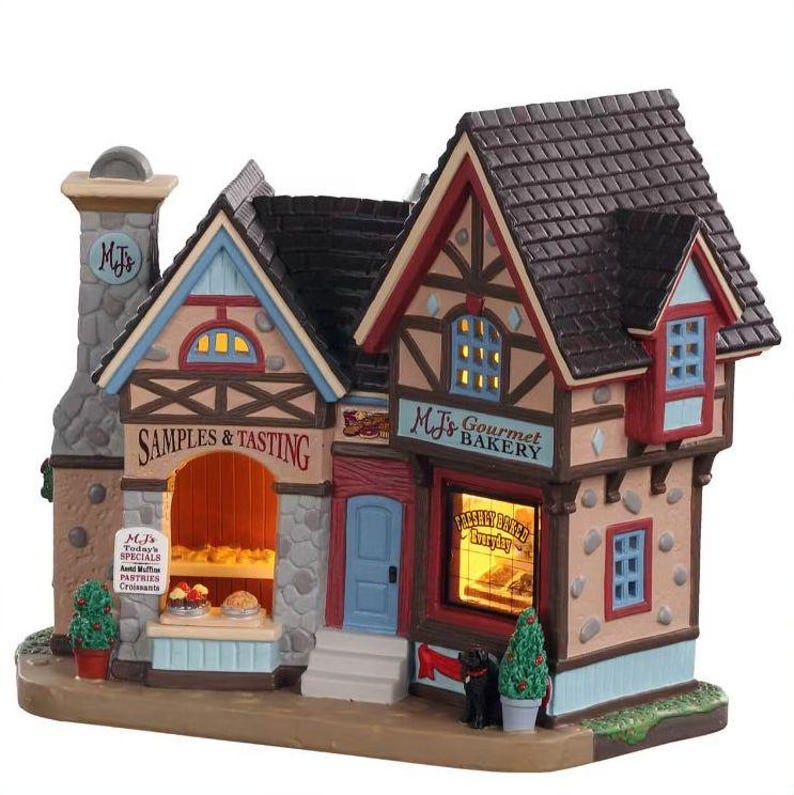 Lemax MJ'S GOURMET BAKERY # 05694 Christmas Village Lighted Building ...