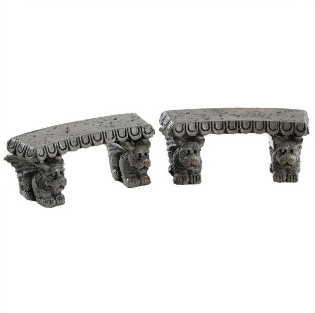Lemax GARGOYLE STONE BENCHES Set of 2 # 84370 Halloween Spooky Town ...