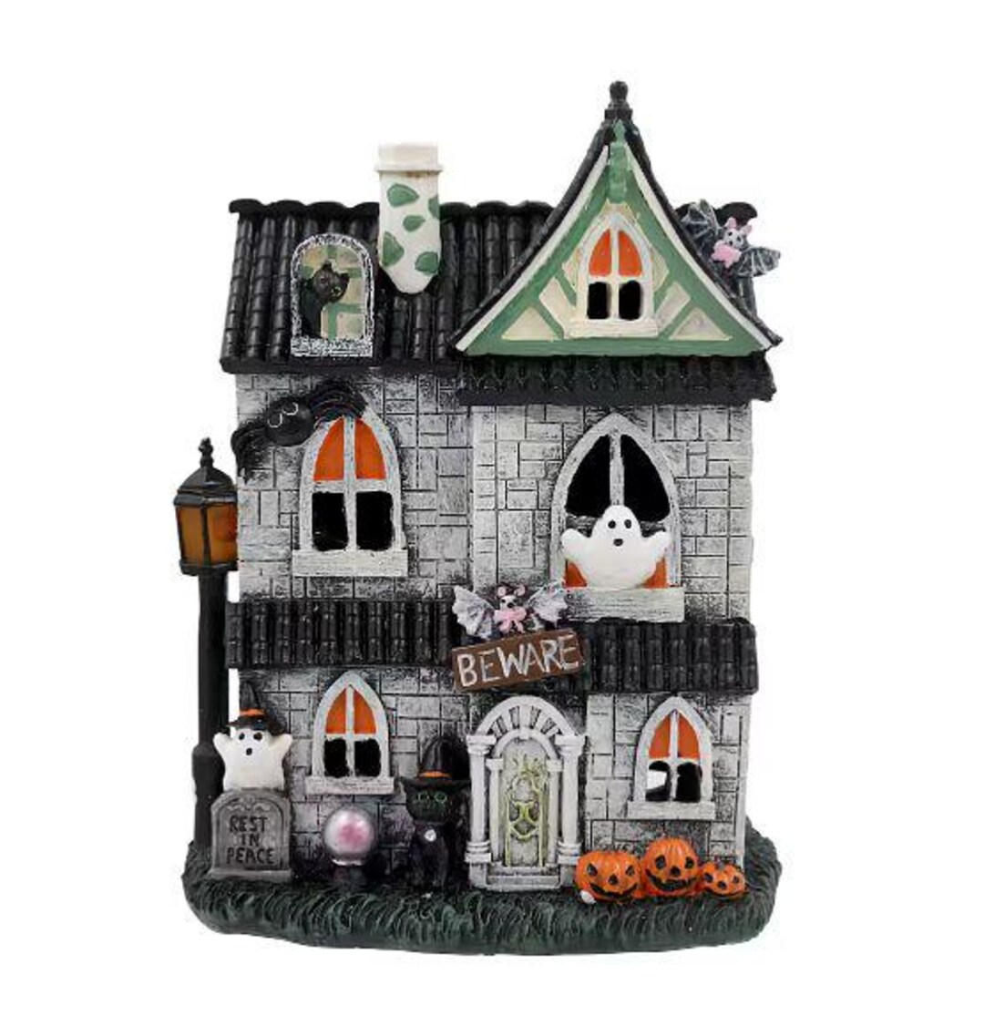 Mini LED SPOOKY HOUSE Halloween Lighted Decoration New - Etsy
