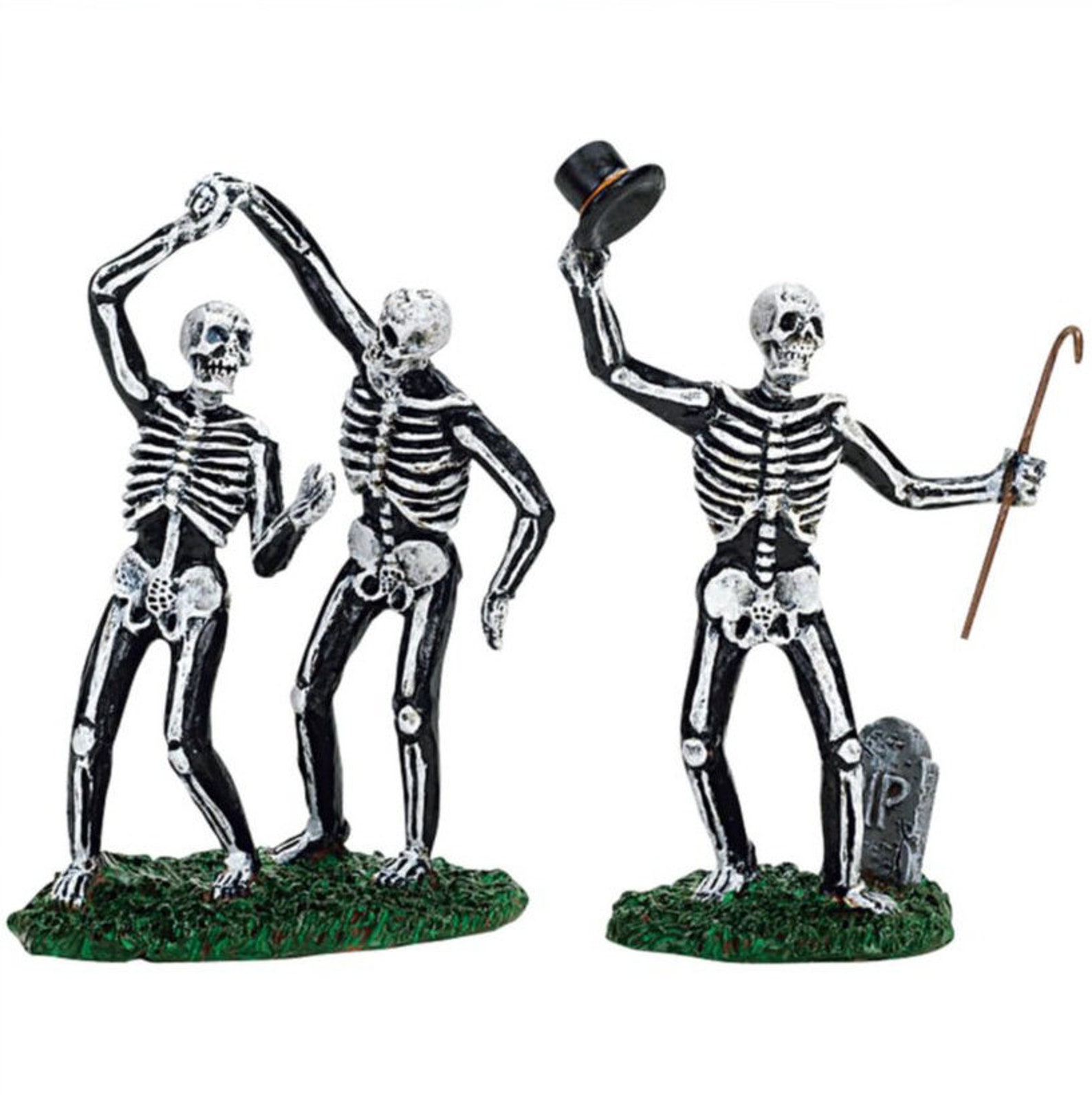 Lemax DANCING SKELETONS Set of 2 # 72377 Halloween Spooky Town Village ...