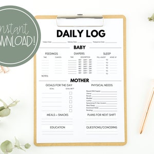 Baby and Mother Log Printable - Etsy