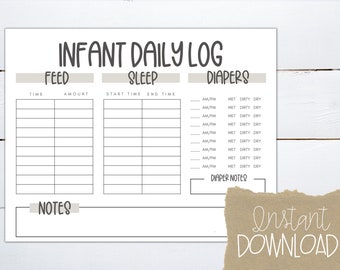 Baby Daily Log Infant Daily Log Baby Care Journal Infant - Etsy