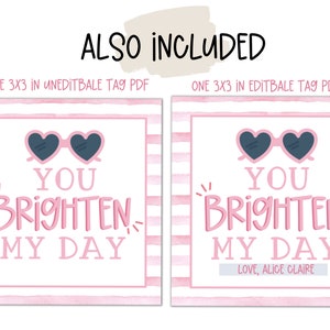Printable Valentines Day Card for Kids, Valentine Tag, You Brighten My ...