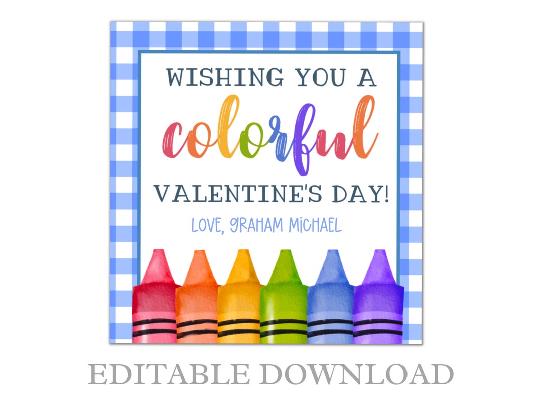 Printable Crayon Valentine's Day Card for Kids (PDF) - Etsy