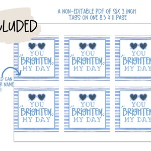 Printable Valentines Day Card for Kids, Valentine Tag, You Brighten My ...