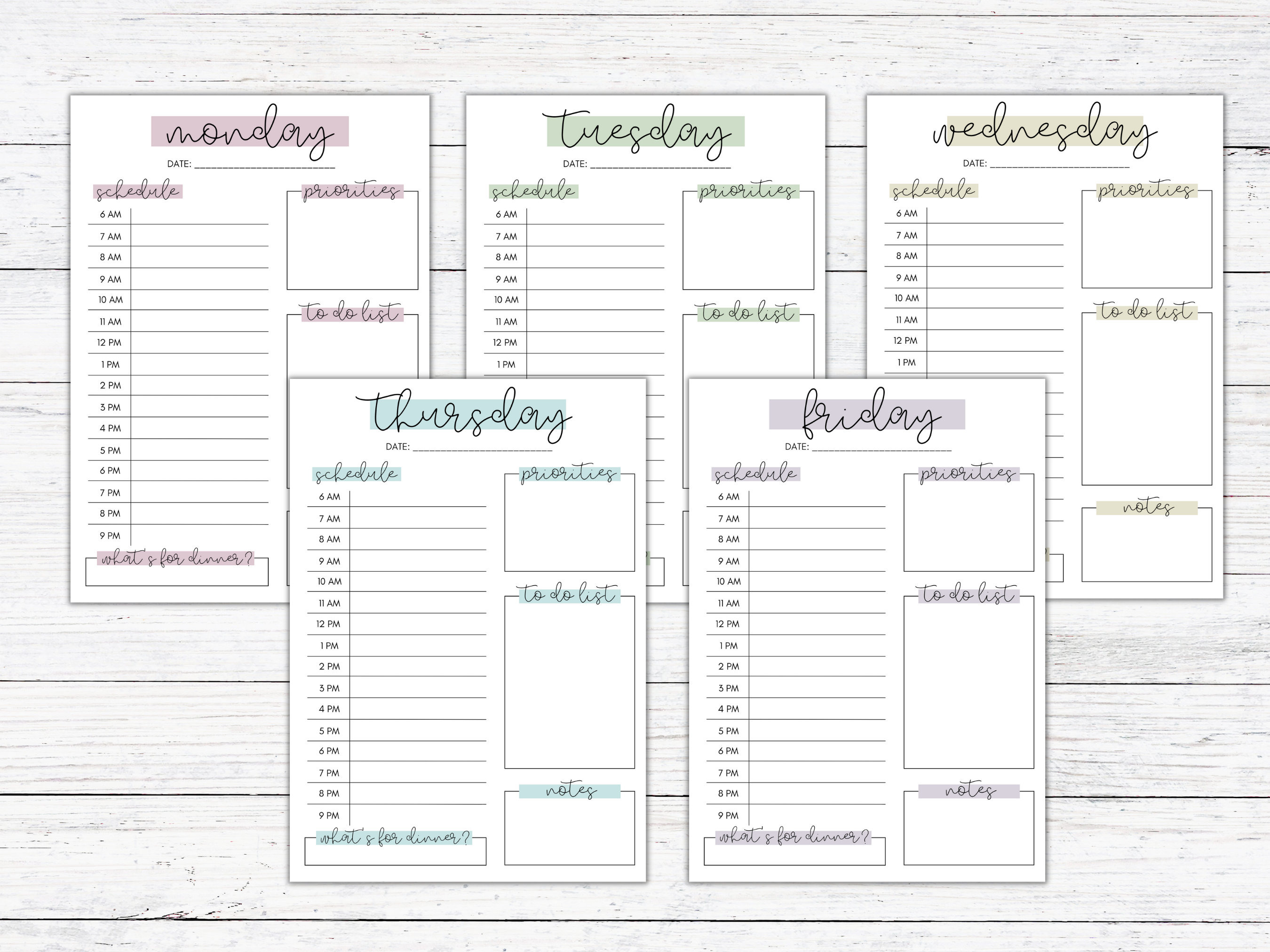Weekly and Daily Planning Sheet Bundle - Etsy