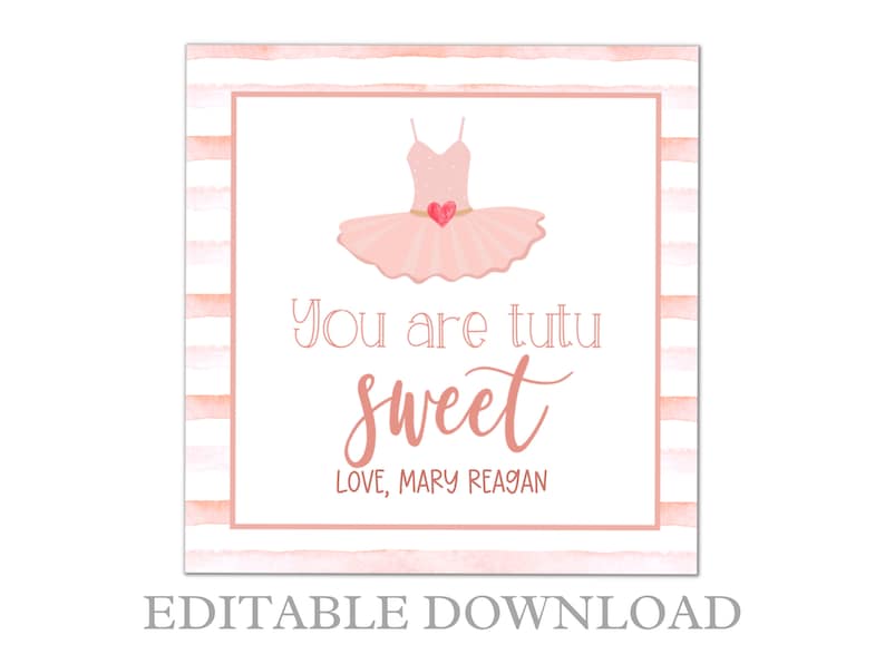 Printable Valentines Day Card for Kids, Valentine Tag, You Are Tutu ...