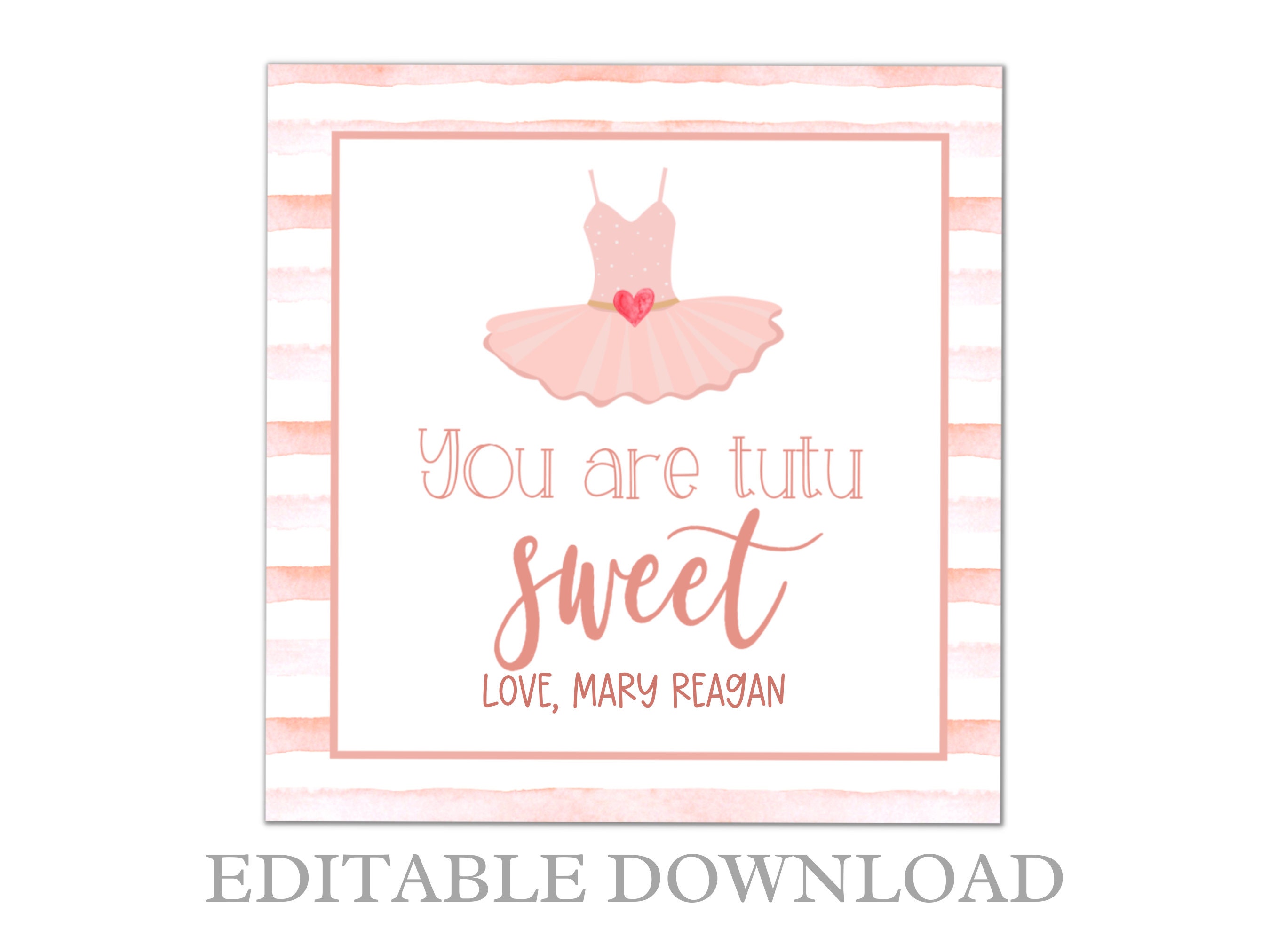 Printable Valentine's Day Card for Kids: Tutu Sweet Ballet Tag (PDF) - Etsy