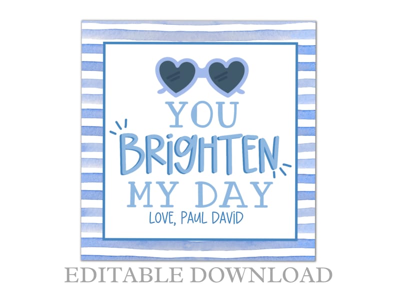 Printable Valentines Day Card for Kids, Valentine Tag, You Brighten My ...
