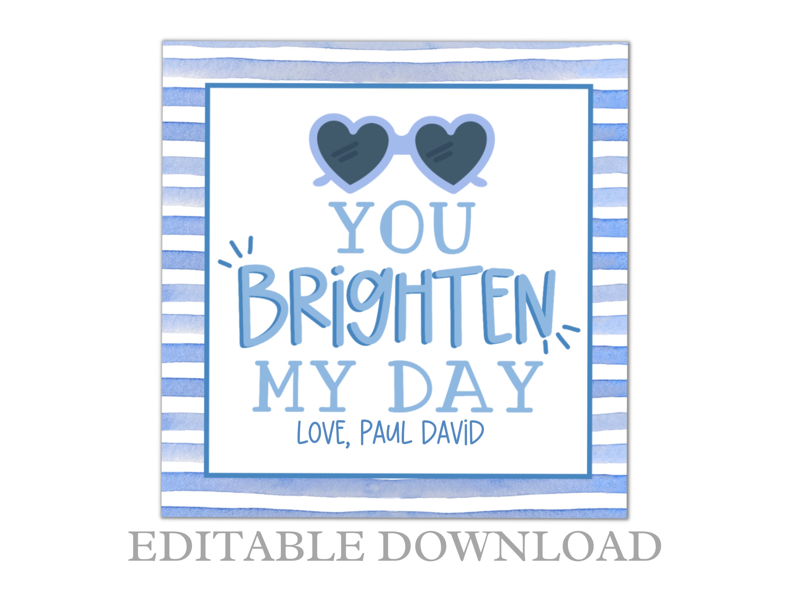 Printable Valentines Day Card for Kids, Valentine Tag, You Brighten My ...