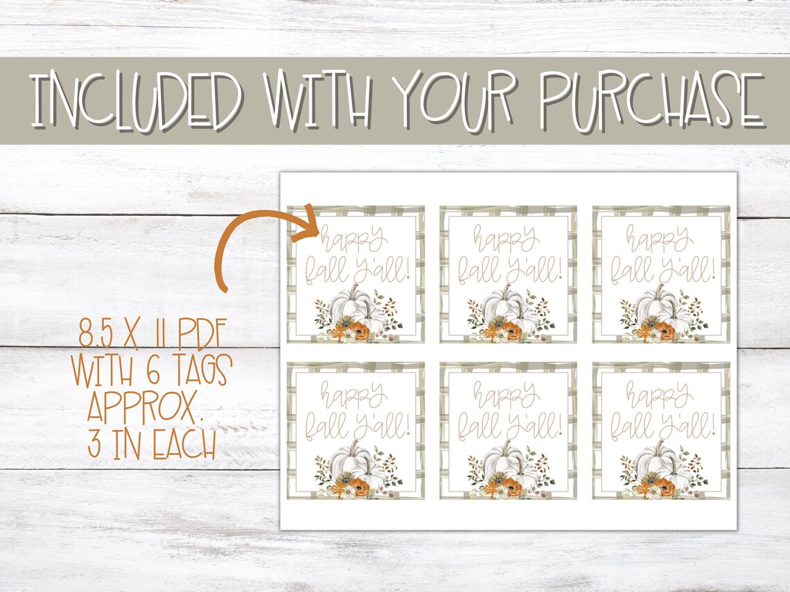 Fall Printable Tags, Fall Gift Tags, Happy Fall Y'all Tags, Pumpkin ...