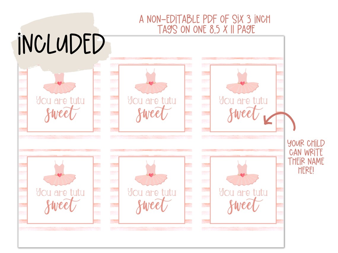 Printable Valentines Day Card for Kids, Valentine Tag, You Are Tutu ...