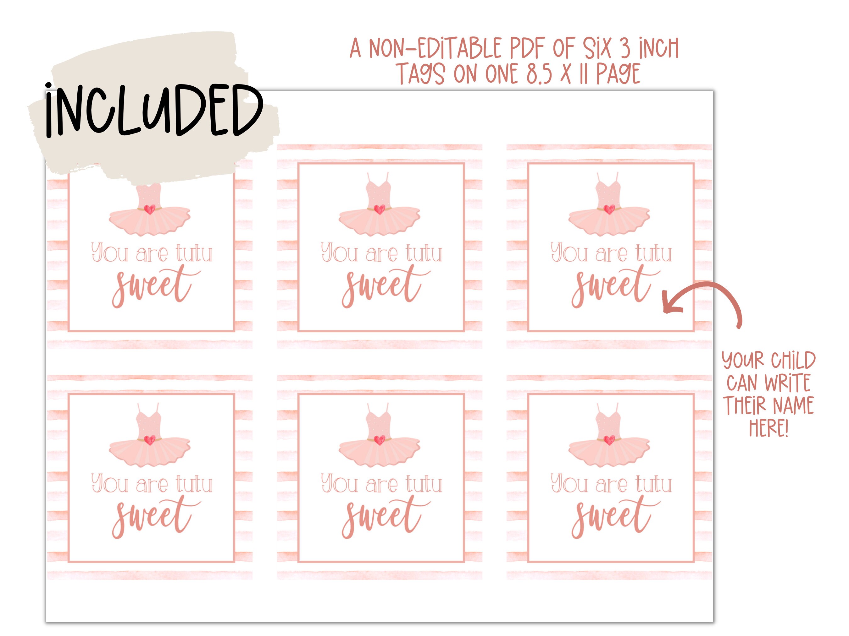 Printable Valentines Day Card for Kids, Valentine Tag, You Are Tutu ...