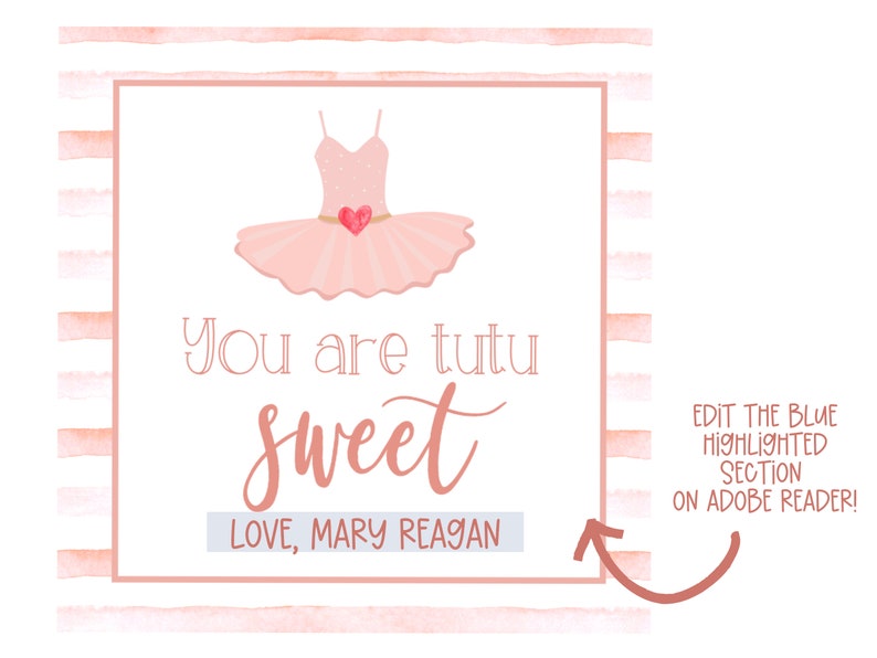 Printable Valentines Day Card for Kids, Valentine Tag, You Are Tutu ...