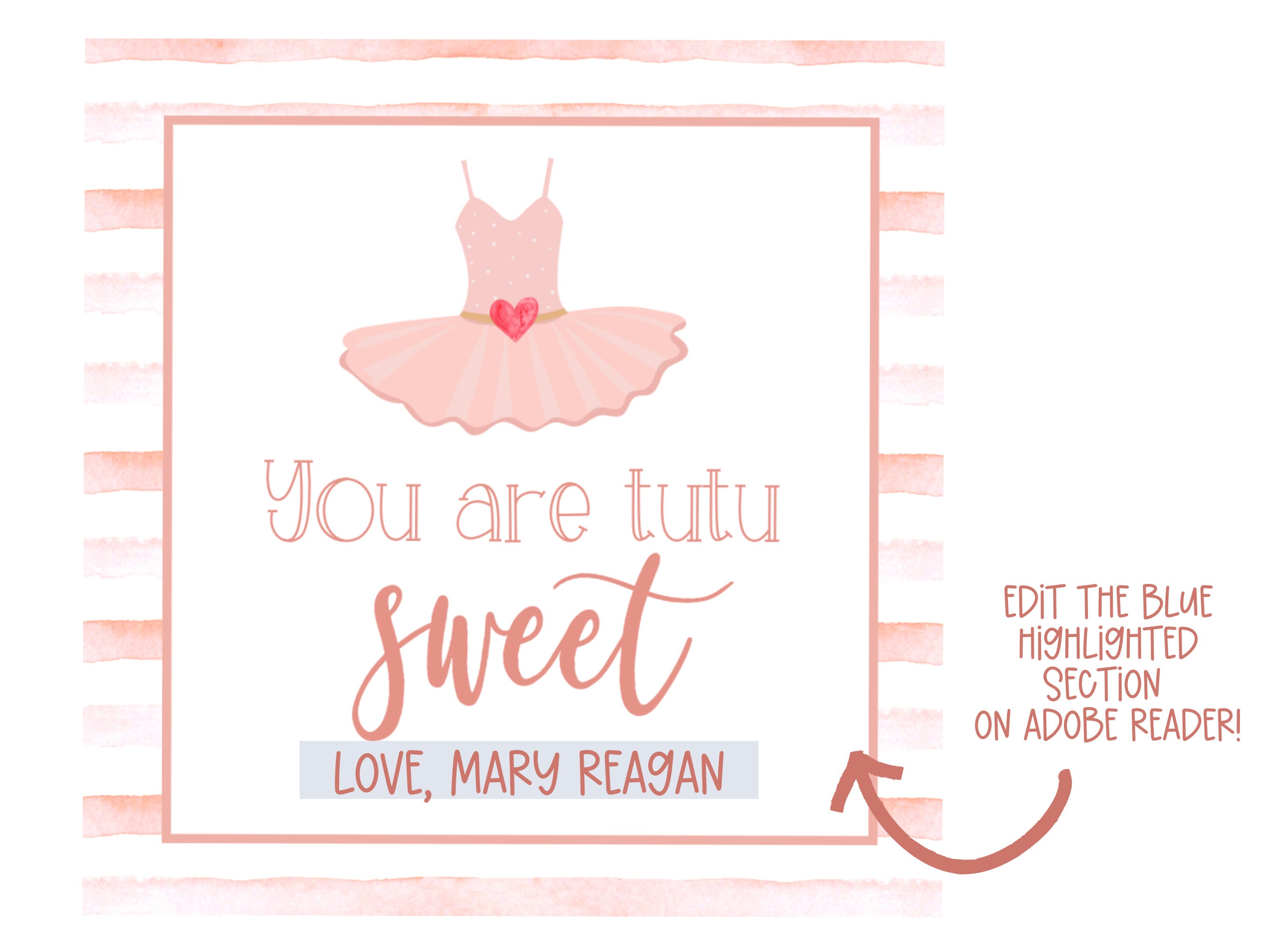 Printable Valentine's Day Card for Kids: Tutu Sweet Ballet Tag (PDF) - Etsy