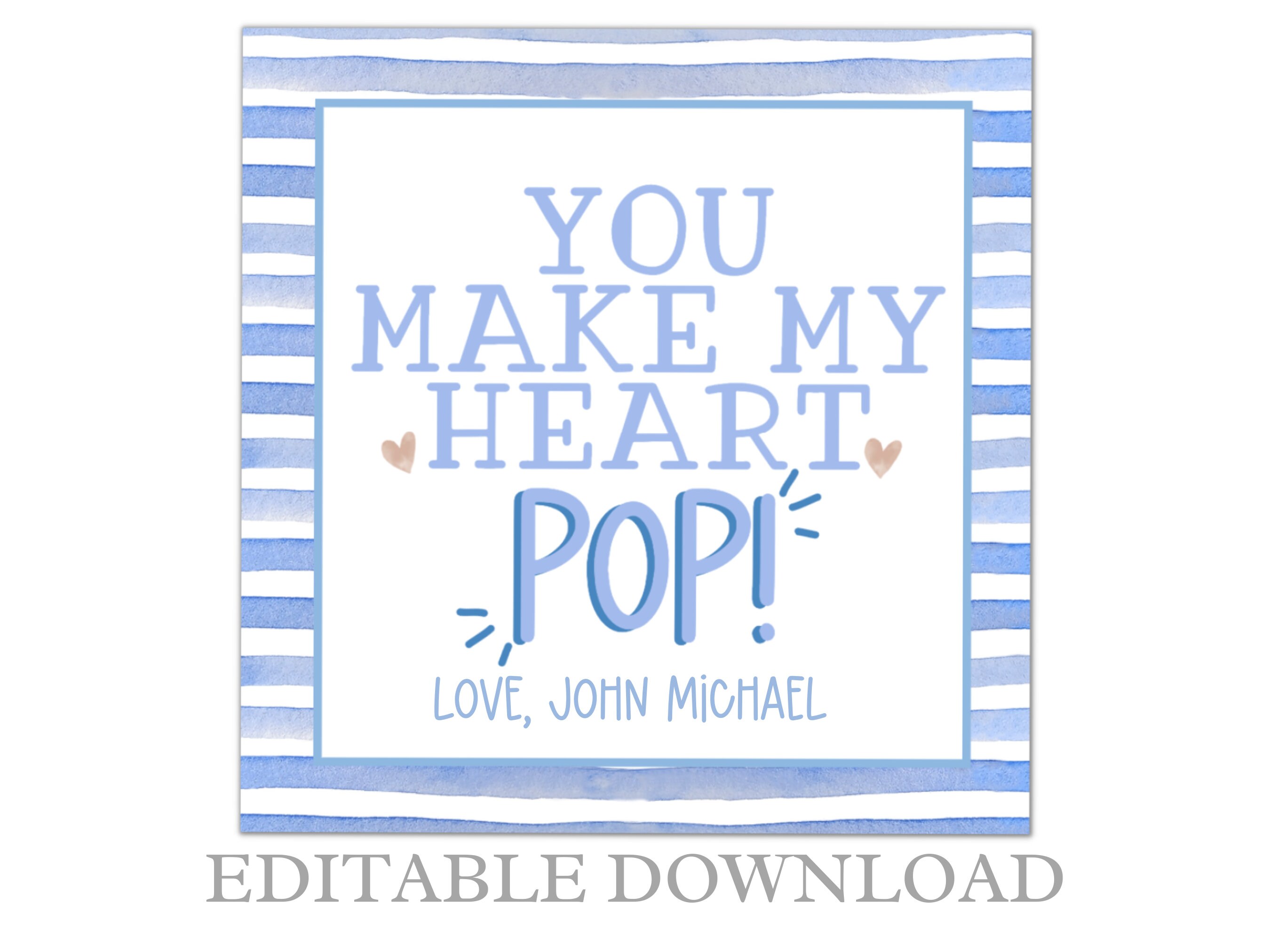 Printable Valentines Day Card for Kids, Valentine Tag, Your Make My ...