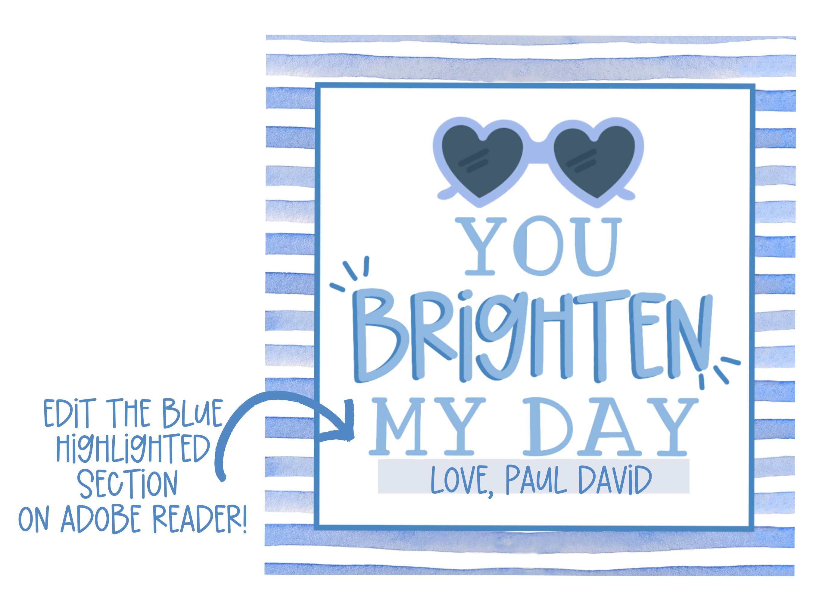 Printable Valentines Day Card for Kids, Valentine Tag, You Brighten My ...