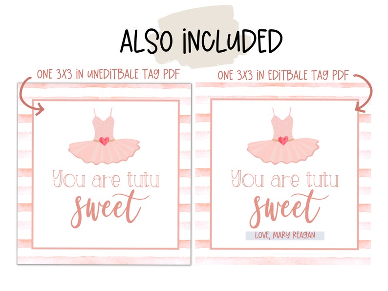 Printable Valentine's Day Card for Kids: Tutu Sweet Ballet Tag (PDF) - Etsy