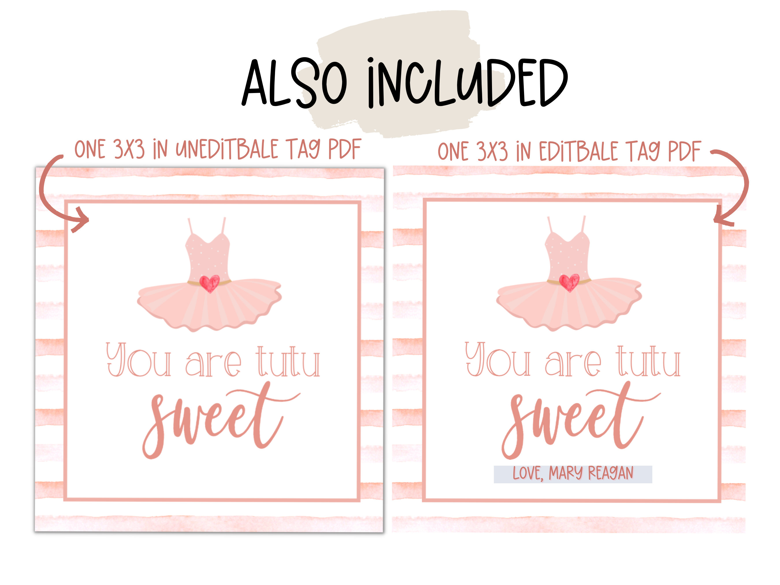 Printable Valentines Day Card for Kids, Valentine Tag, You Are Tutu Sweet Valentine, Pink Dance ...