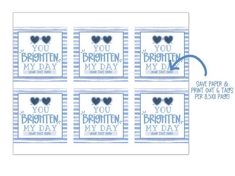 Printable Valentines Day Card for Kids, Valentine Tag, You Brighten My ...