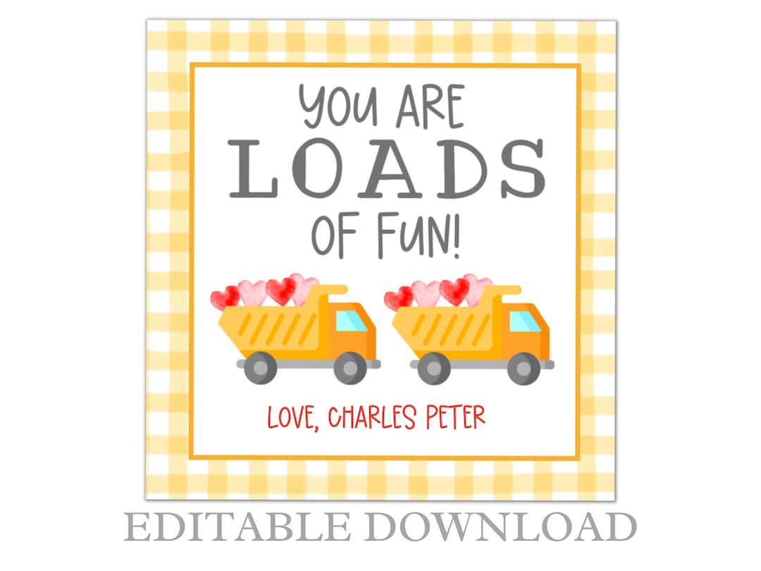 Printable Valentines Day Card for Kids, Valentine Tag, You Are Loads of ...