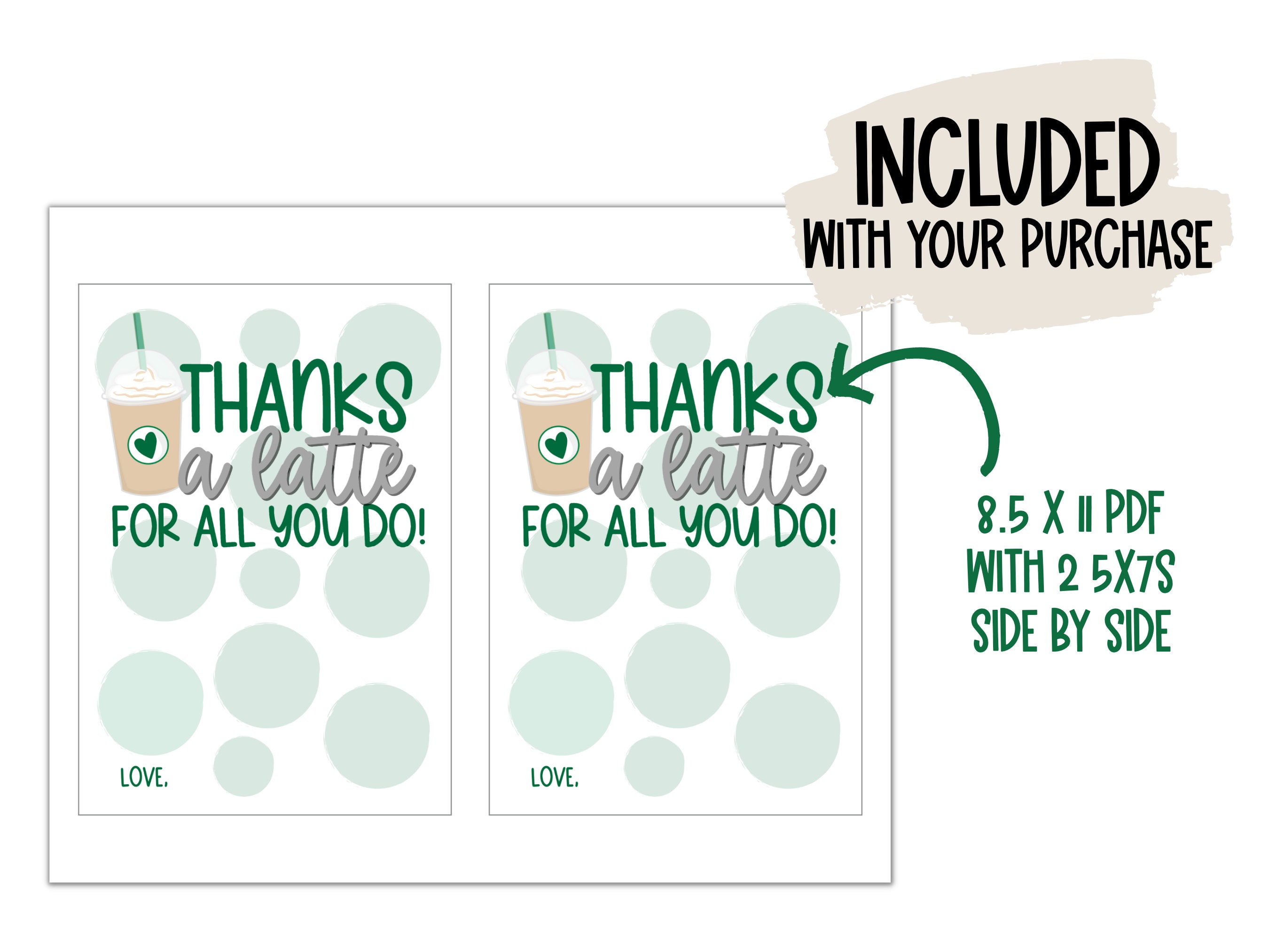 Starbucks Teacher Appreciation Tag, Thanks a Latte Gift Card Holder ...