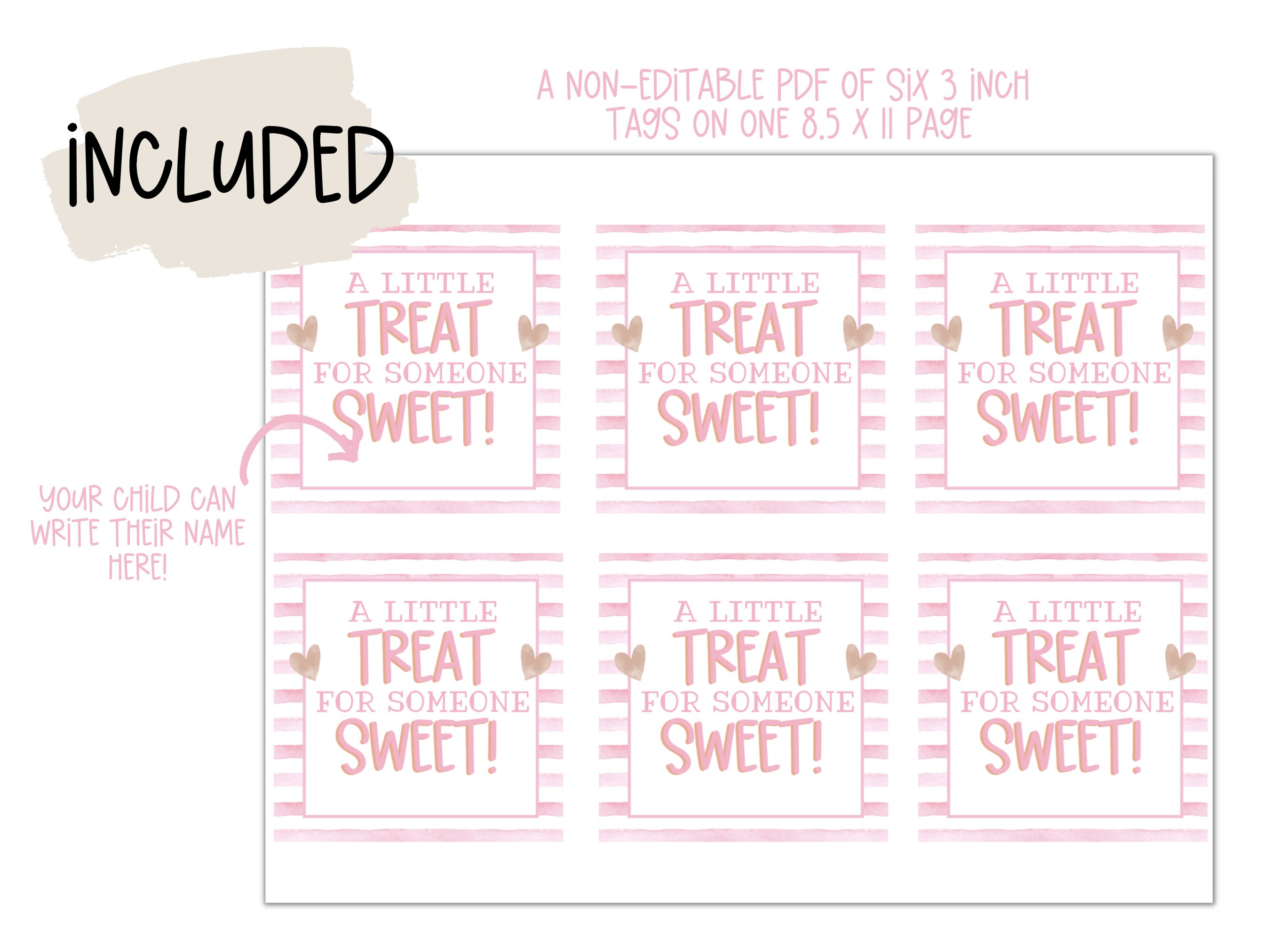 Printable Valentines Day Card for Kids, Valentine Tag, A Little Treat ...