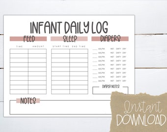Baby Daily Log Infant Daily Log Baby Care Journal Infant - Etsy