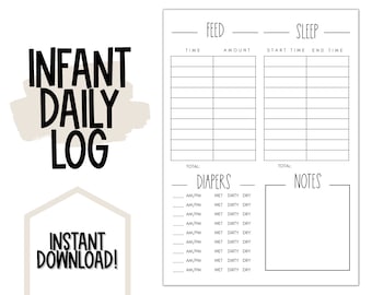 Baby Daily Log, Infant Daily Log, Baby Care Journal, Infant Activity ...