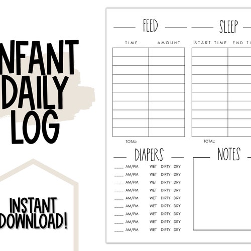 Baby Daily Log Infant Daily Log Baby Care Journal Infant - Etsy Canada