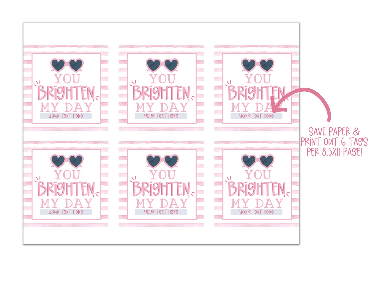 Printable Valentines Day Card for Kids, Valentine Tag, You Brighten My ...
