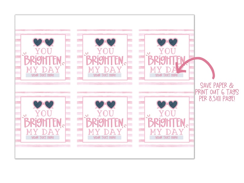 Printable Valentines Day Card for Kids, Valentine Tag, You Brighten My ...
