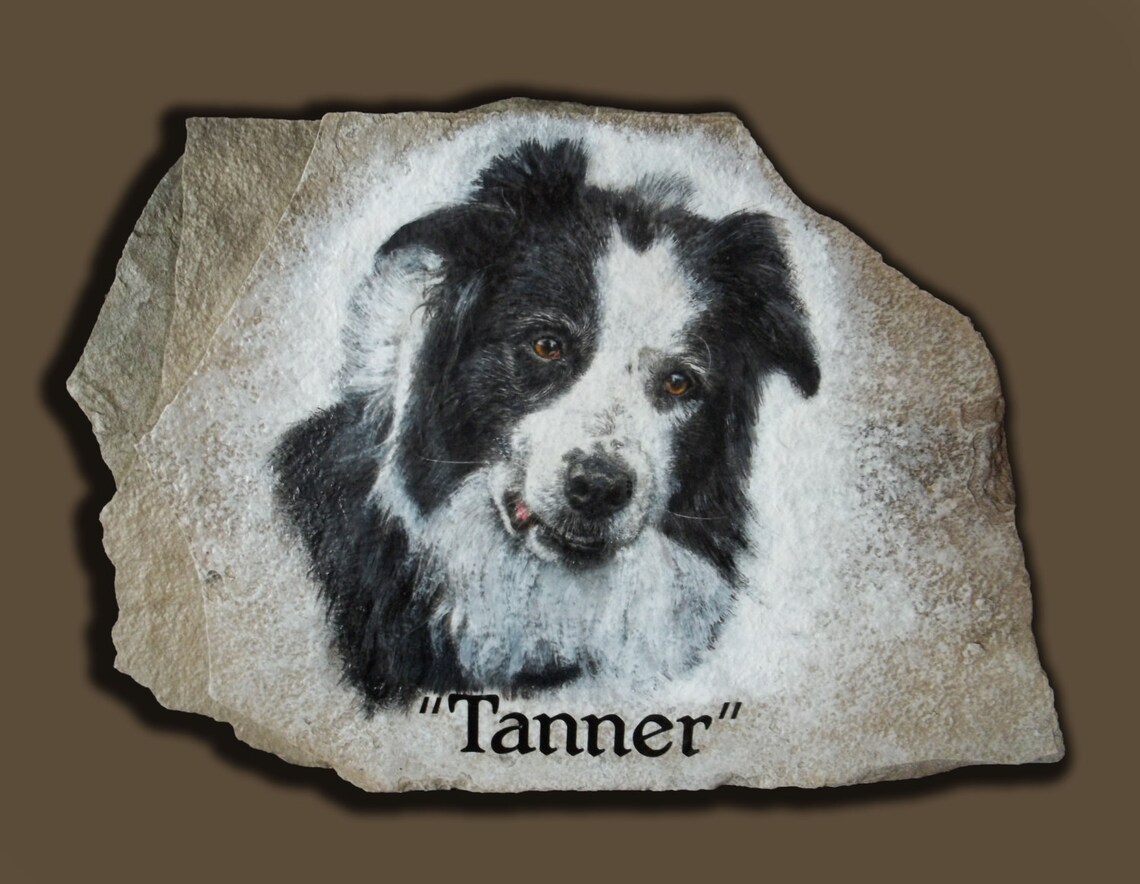 Hand Painted Dog Portrait Photo Art With Dog's Name on - Etsy