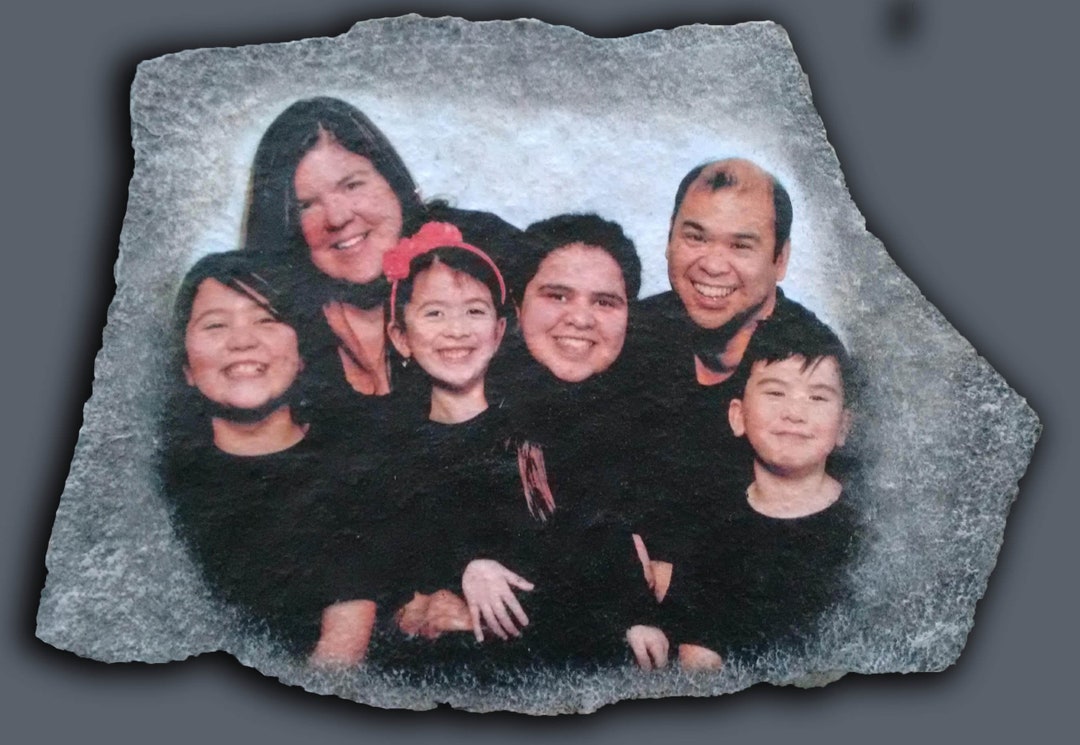 Hand Painted Family Portrait Photo Art Memory Stone - Etsy