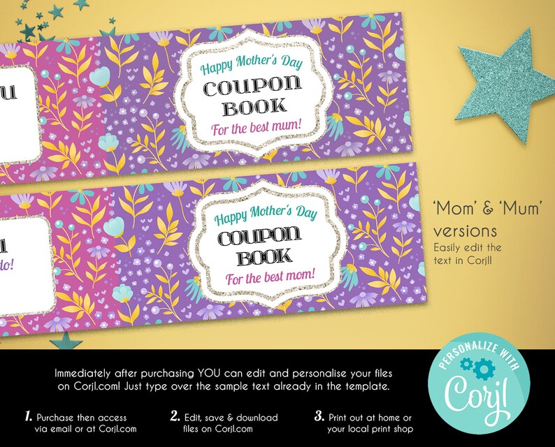 Editable Mother's Day Coupon Book Personalised Coupon - Etsy
