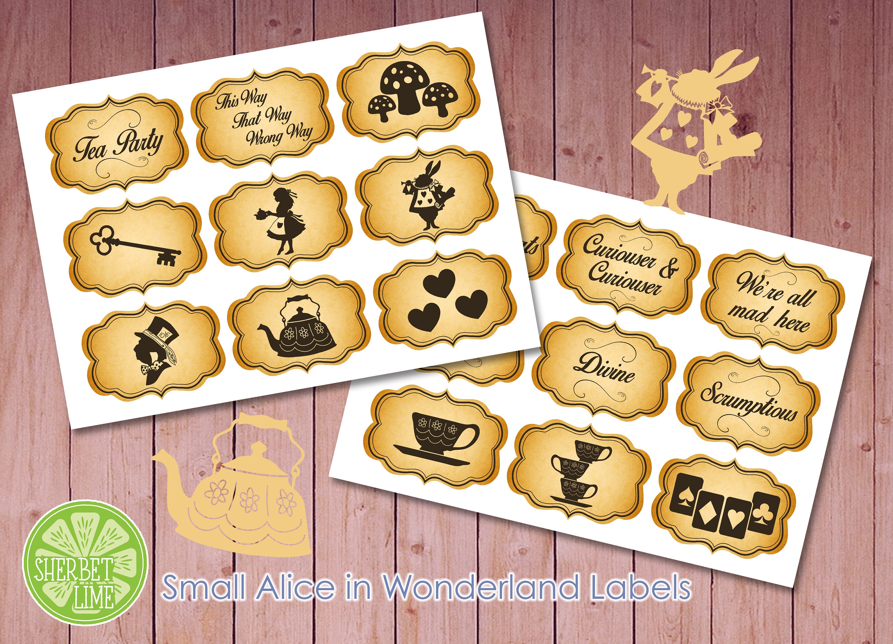 Alice in Wonderland Themed Candy Labels Food Labels Sweet | Etsy