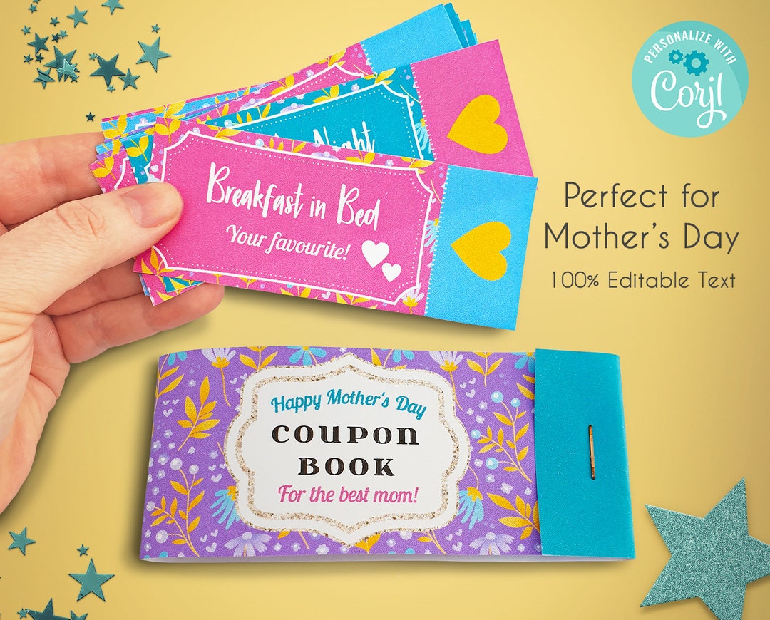 Editable Mother's Day Coupon Book Personalised Coupon Book Gift for Mom ...