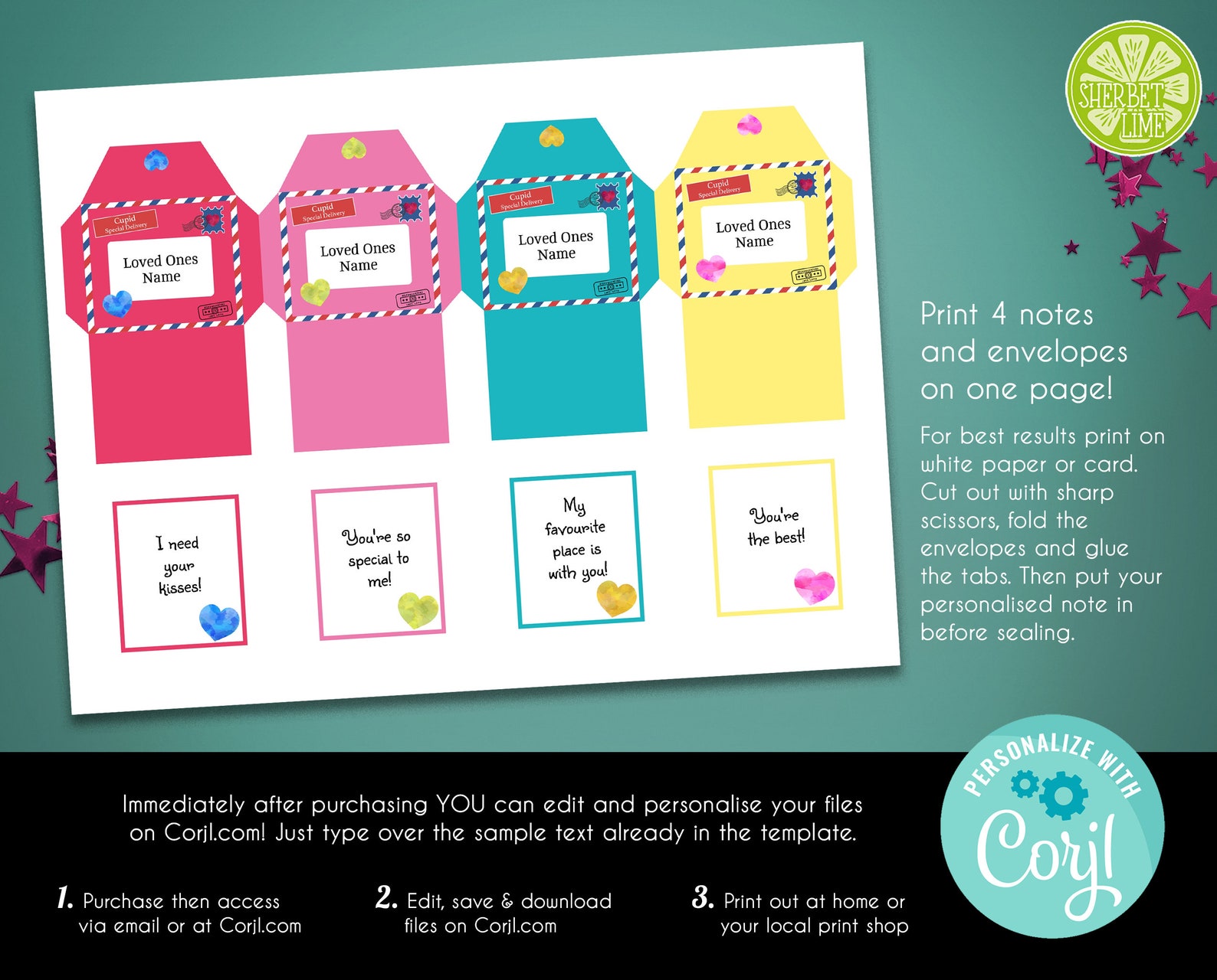 Editable 100 Mini Love Notes With Envelopes Editable Love - Etsy