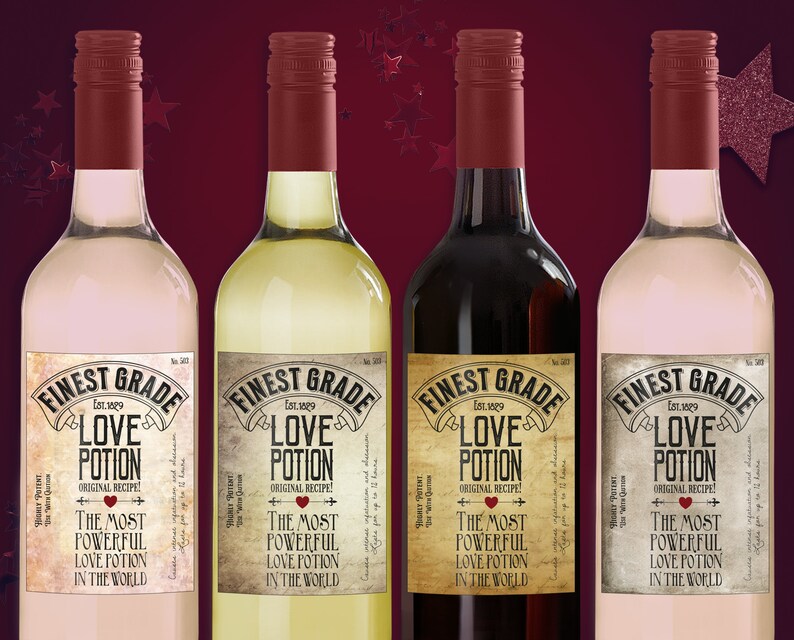 Love Potion Wine Bottle Labels 750ml Apothecary Labels Etsy