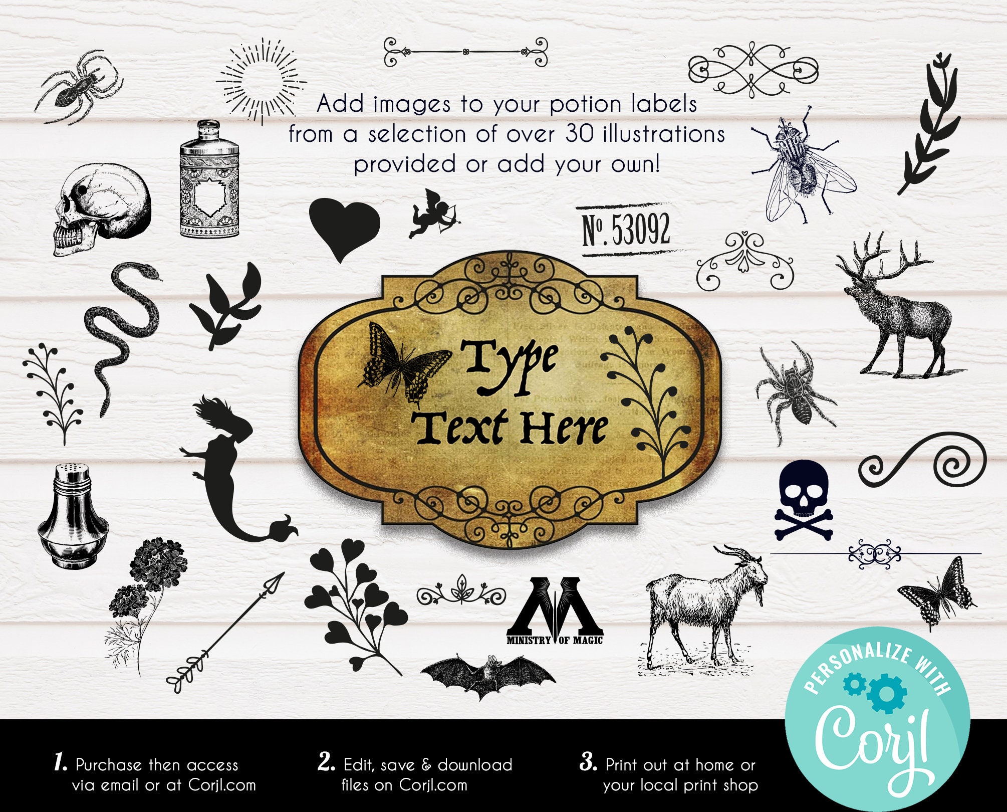 Editable Apothecary Potion Labels Blank vintage Labels | Etsy