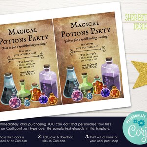 Editable Potion Party Invitation, Instant Download Invitation, Wizard ...