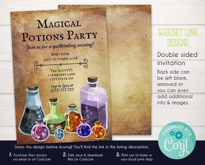 Editable Potion Party Invitation Instant Download Invitation - Etsy